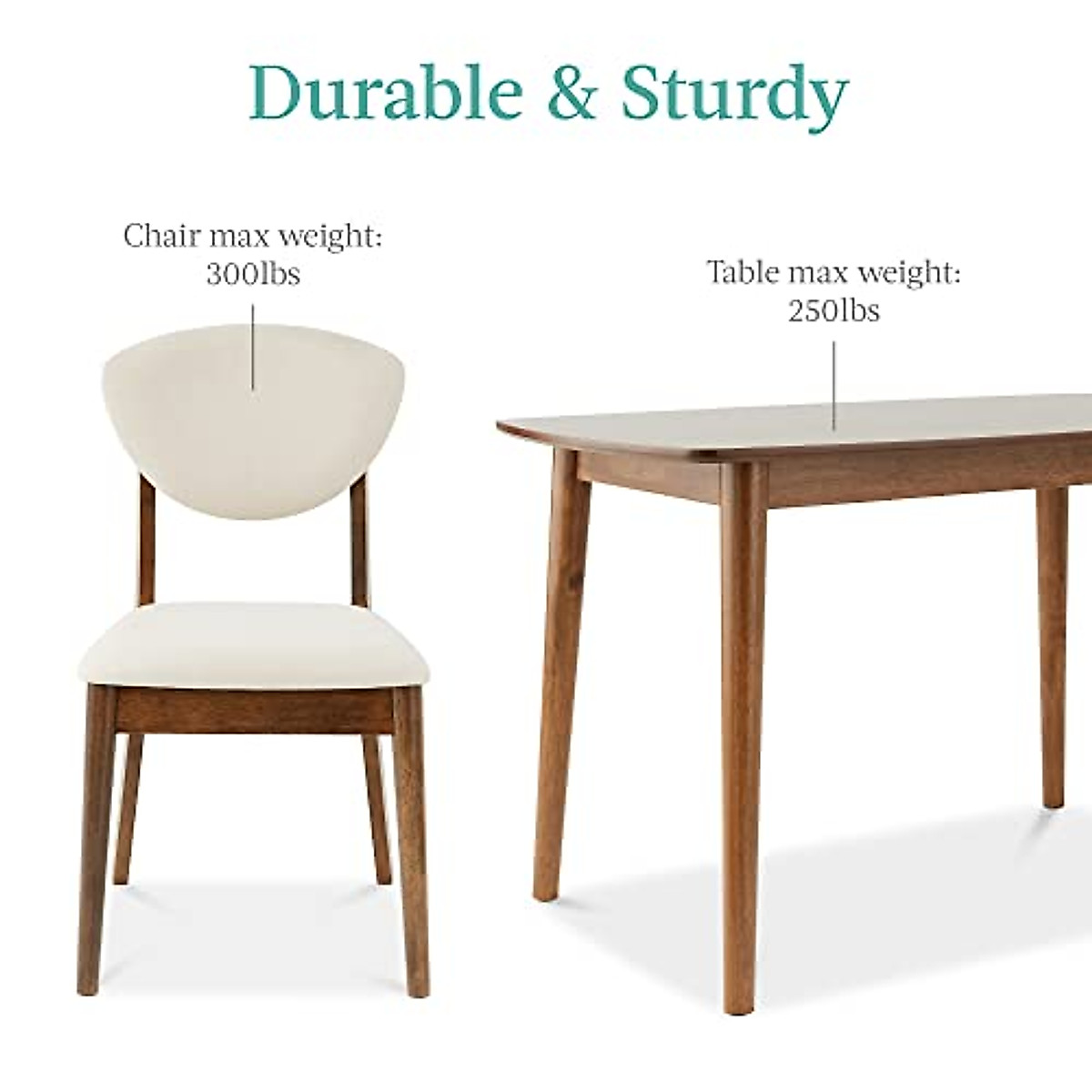 Best Choice Products 5-Piece Dining Set, Compact Mid-Century Modern Table & Chair Set for Home, Apartment w/ 4 Chairs, Padded Seats & Backrests, Wooden Frame - Brown/White