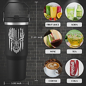 qchdln Hunting Gifts For Men - Cool Deer Coffee Mug - 30oz Insulated Hunting Tumbler with Handle - Fathers Day,Birthday,Christmas Gifts for Dad,Grandpa,Husband,Uncle