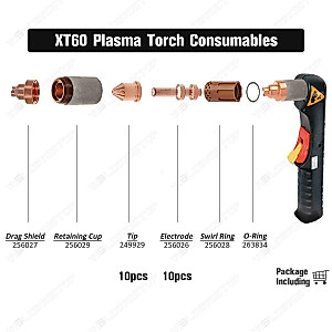 20pcs Plasma Electrode 256026 Tip/Nozzle 249929 60A fit Miller XT60 Torch Consumables Kit