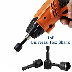 GOSWIFT 14PCS Magnetic Power Nuts Driver Set for Impact Drill, Chrome Vanadium Steel, SAE and Metric, 1/4" Hex Head Drill Bit Set Screwdriver Socket Set