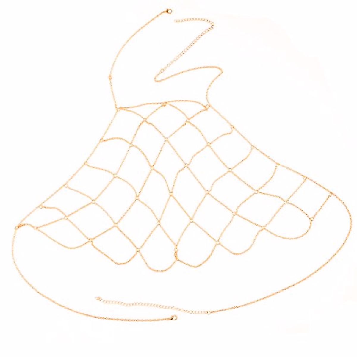 Metmejiao Women's Sexy Halterneck Mesh Body Chain Bralette Bikini Bra Necklaces Net Bralette Chain Bra Harness Jewelry for Women (Gold)