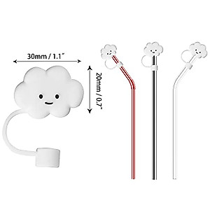 4 Pack Compatible with Stanley 30&40 Oz Tumbler, 10mm Cloud Shape Straw Covers Cap, Silicone Reusable Straw Covers, Anti-dust Silicone Straw Cover, Cloud Shape Straw Covers for 10mm Straws