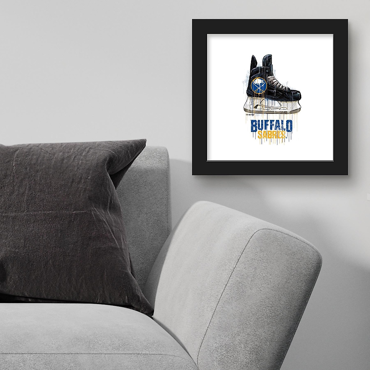 Trends International Gallery Pops NHL Buffalo Sabres - Drip Skate Wall Art, Black Framed Version, 12" x 12"
