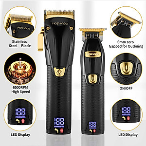 MOSMAOO Professional Cordless Hair Clippers and Hair Trimmer Combo Set for Barbers&Stylists, Clippers for Hair Cutting &Sharp Blade Beard Trimmer with Metal Guide Combs for Men, Women, and Kids