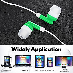 Yunsailing 100 Packs Earbuds Bulk Classroom Headphones Pack Individually Bagged 3.5 mm in-Ear Earphones with Wire for Students Adult Schools Hospitals Hotels Library Museums MP3 Gift (Green)