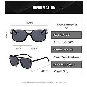 PAMIX Trendy Retro Vintage 70s Square Aviator Sunglasses for Women Men Tinted Shades Cool Cute UV Protection Aesthetic Accessories (Light Green Lens)