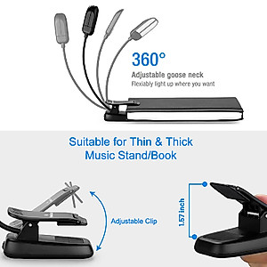 Vekkia 14 LED Rechargeable Book-Light for Reading at Night in Bed, Warm/White Reading Light with Clamp, 180° Adjustable Clip on Light, Lightweight Eye Care Book Light, Perfect for Book Lovers