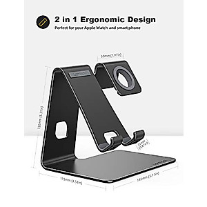 Lamicall Stand for Apple Watch Phone Holder 2 in 1 Desktop Stand Holder Charging Station Dock Compatible with Apple Watch SE Series 8/7/6/5/4/3/2 Ultra [Charging Cable Not Include]