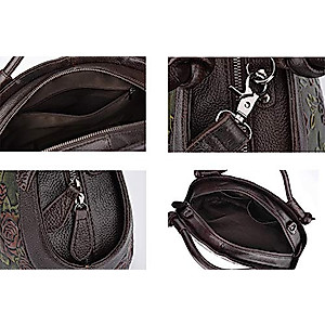 Women Handbag Genuine Leather Satchel Purse Handbag Vintage Top Handle Handbag Work Tote Bag (Green)