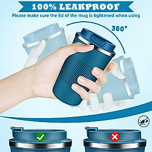 BAYTWA Coffee Tumbler 12oz/380ml - Insulated Coffee Mug with Lid, Leakproof Travel Coffee Cup, Stainless Steel Reusable Coffee Mug for Hot&Cold Drinks, Thermal Coffee Cups for Men Women-Blue/1 Pack