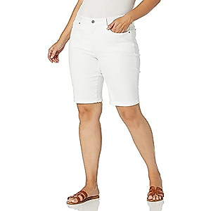 NYDJ womens Plus Size Briella Jean With Roll Cuffs | Slimming & Flattering Fit Shorts, Optic White, 18 US
