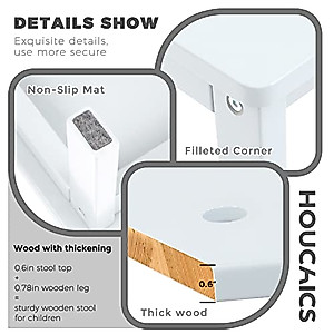 HOUCHICS Wooden Step Stool for Kids,White Stool for Kitchen Bedroom Living Room Bathroom Toilet Nursery Toddlers Potty Training Stool with Non-Slip Pads (White