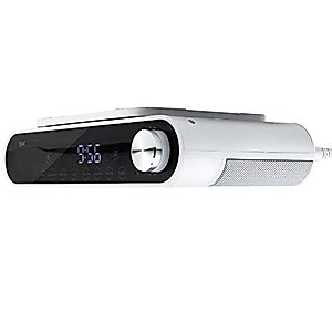 Tyler Bluetooth Under The Cabinet Universal Wireless Music System, Kitchen Clock Radio, FM Radio, Digital Clock, Hands Free Speakerphone, LED Work Surface Lighting - White (TKS2-WH)