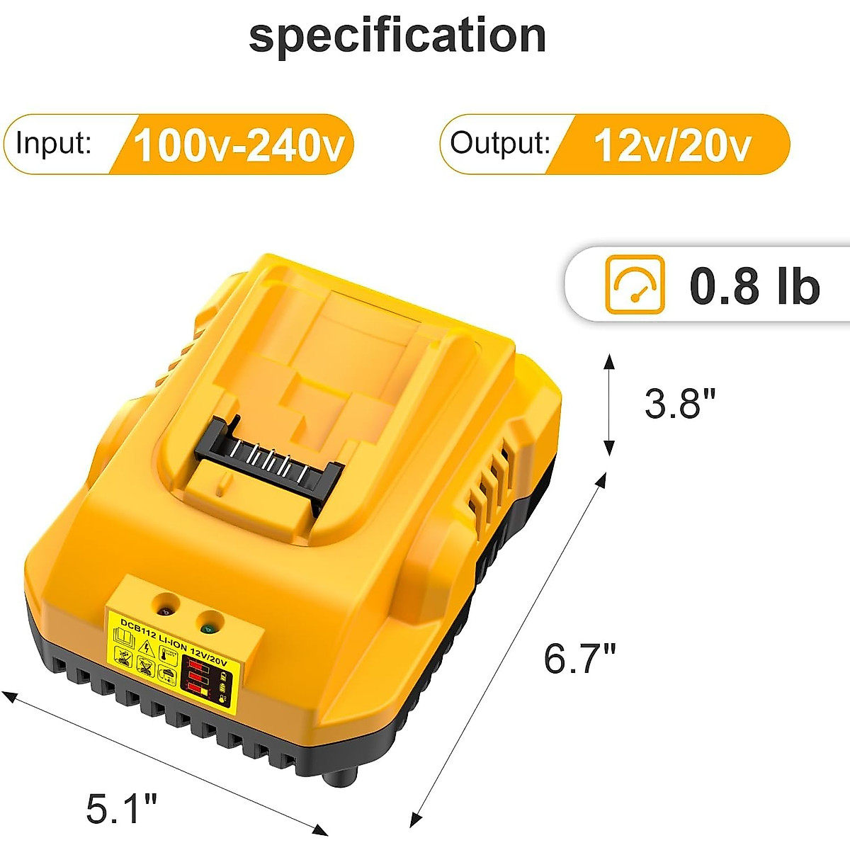 20v Max Battery 2Pack Replacement for Dewalt 20V 6.0Ah Battery with DCB112 Battery Charger Station for DCB201 DCB204 DCB206 DCB120