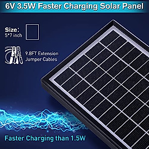 Solar Panel Deer Feeder Battery Charger 6V 3.5W, Waterproof Solar Panel Battery Charger with Aluminum Mounting Bracket and Alligator Clip Solar Panel Trickle Charger for Deer Feeder Outdoor Hunting