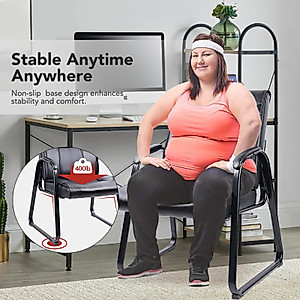 CLATINA Heavy Duty Big & Tall Guest Chair 400lb Leather Reception Chairs with Padded Arm Rest Extra Wide Backrest Seat Cushion Side Chair for Office Home Conference Waiting Room and Meeting, Set of 2