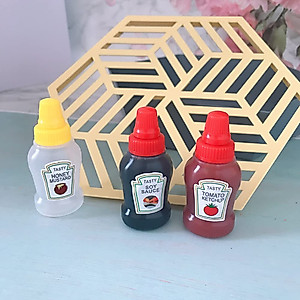 ZAYOIZY 4pcs Mini Condiment Squeeze Bottles 25ml Honey/Ketchup/Soy Sauce/Salad Dressing Dispensers Squeezable Jars Containers Plastic Portable Lunchbox with Sturdy Screw Cap