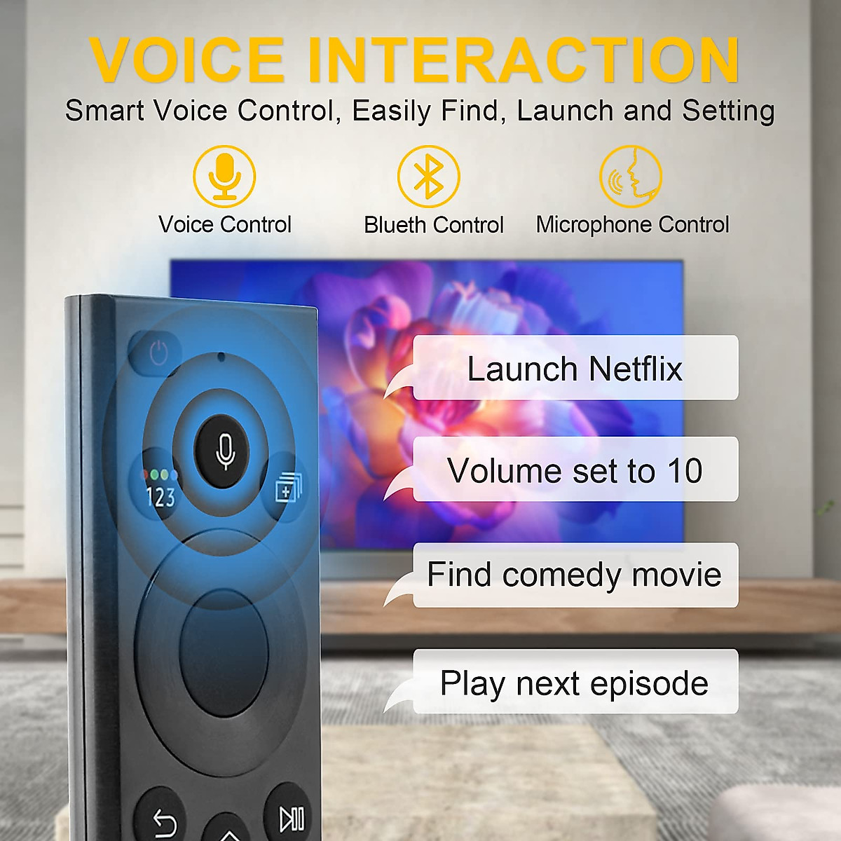 Solar Charging BN59-01357 Voice Remote Control Fit for Samsung Smart TVs, Solar Power RMCSPA1EP1 Remote Compatible with Samsung 2021 Neo LED Smart 4K Ultra HD TV, with 3 Shortcut Buttons