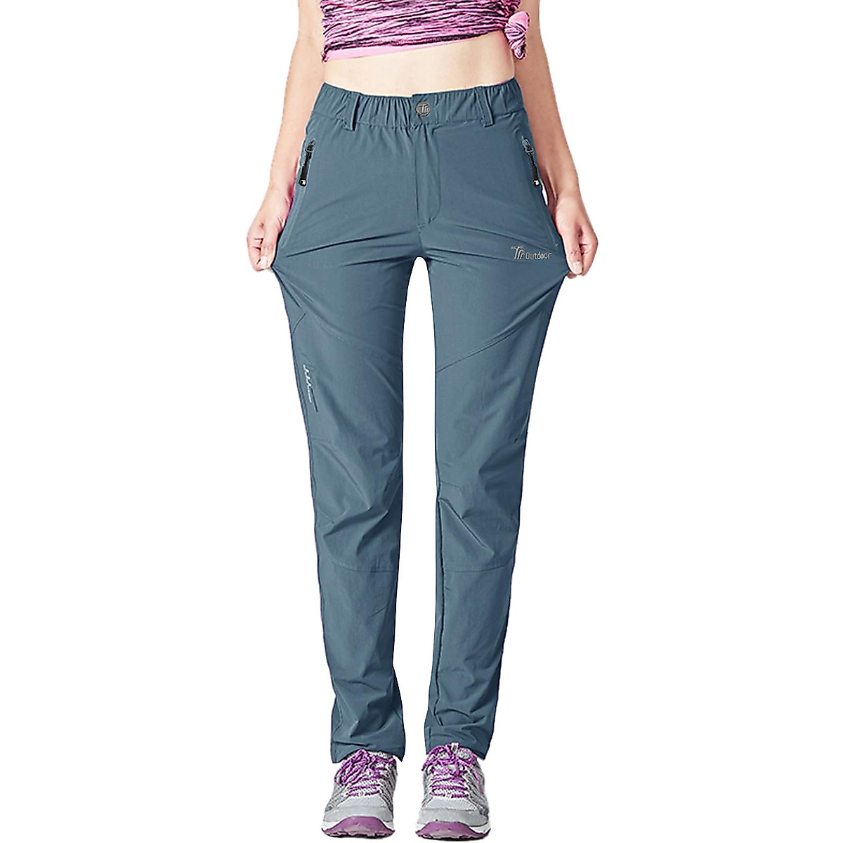 Rdruko Women's Hiking Pants Water-Resistant Quick Dry Outdoor Fishing Travel Walking Pants(Dusty Blue, US M)