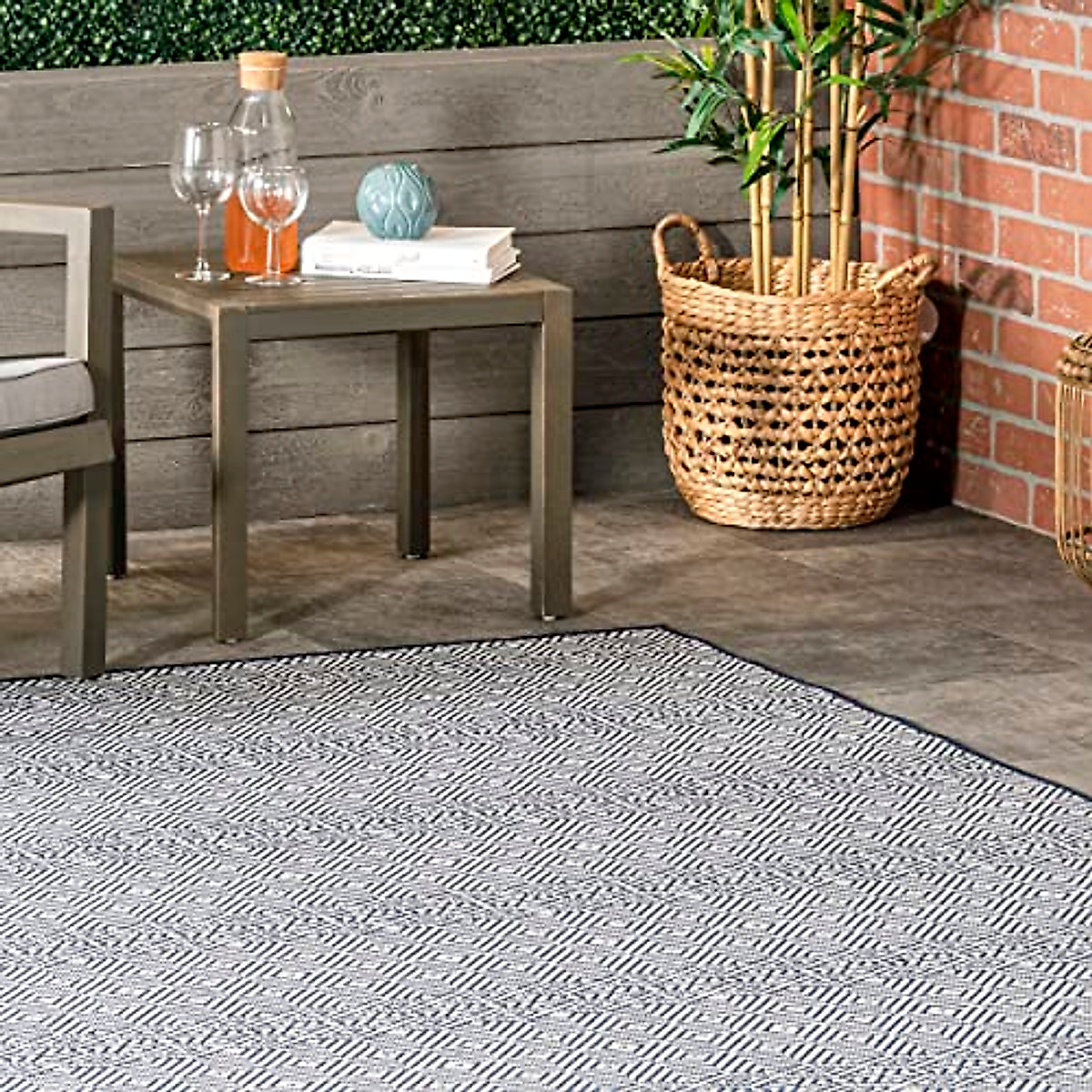 nuLOOM Paloma Abstract Geometric Indoor/Outdoor Area Rug, 4' x 6', Navy