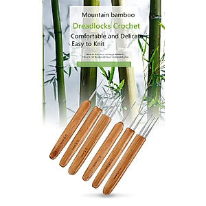 LDCREEE 3 Pieces Dreadlock Hook Tool, 3 Dreadlocks Crochet Hooks, Crochet Hook Needle for Hair Dreadlock Braid Craft 0.75mm 1 Hook, 2 Hooks, 3 Hooks (Wood color-3pcs)