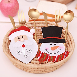 Christmas Dinner Table Decorations Christmas Silverware Holder Pockets Santa Claus Elk Snowman Forks Bags Cutlery Holders Pockets Christmas Party Dinner Table Decorations