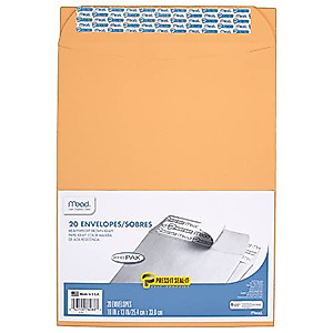 Mead Press-It Seal-It Envelopes, 10 x 13 Inches, Office Pack 20 Count (76088)