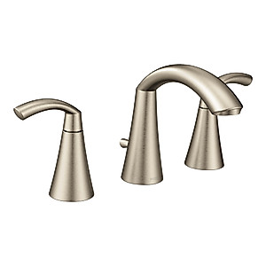 Moen TV6173BN Glyde Two-Handle High Arc Widespread Bathroom Sink Faucet for 3-Hole Setups with Valve Included, Brushed Nickel