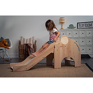 Avenlur Nima Indoor Slide - Elephant Shape Montessori Waldorf Style - Safe, Sturdy, and Reliable - Perfect Indoor Play Space for Developing Motor Skills and Balance in Toddlers and Kids Ages 1 to 5yrs