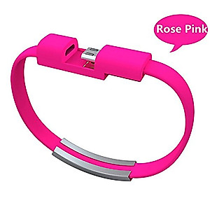 Infinite U Fashion Design Pink Bracelet/Wrist Magnetic Type Portable USB Charger Cable for Android Mobile Phone Samsung HTC Nokia BlackBerry Moto LG Sony Xperia Lenovo Huawei ZTE (with Gift Bag)