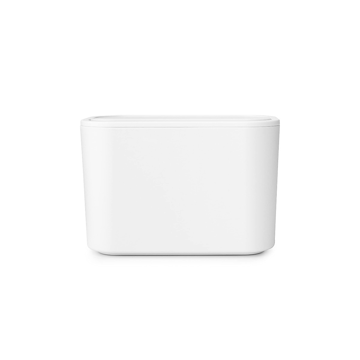 Brabantia MindSet Bathroom Small Trash Caddy (White) Hygienic Basin Top Storage Can with Swing Lid for Disposal of Used Cosmetics, Cotton Pads, Cue Tips (4 x 6 x 3)