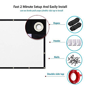 Projection Screen 120 Inch 16:9 HD Foldable Anti-Crease Portable Outdoor Indoor Projector Movies Screen Wall Mount for Home Theater Support Front and Rear Projection