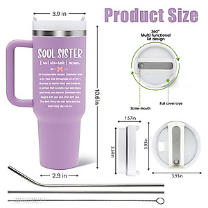 Best Friends Gifts for Women, Best Friend Gift, Soul Sister Gifts, Best Friend Birthday Gifts, Purple Gifts for Best Friend Woman, Friendship Bestie Gifts, Soul Sister Tumbler (40oz, with Lid & Straw)
