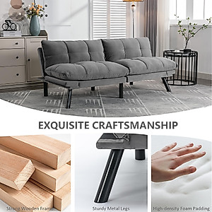 CALABASH Futon Sofa Bed Couch, Modern Convertible Sleeper Sofa Bed, Loveseat 3-in-1 Futon Sofabed with Adjustable Backrest & Armrest for Apartment Office Living Room