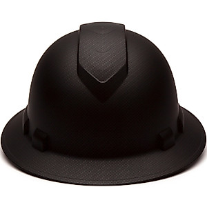 Pyramex Safety Ridgeline Full Brim Hard Hat, 4-Point Ratchet Suspension, Matte Black Graphite Pattern