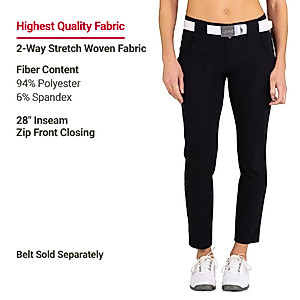 Jofit Apparel Women’s Athletic Clothing Belted Cropped Ankle Pant for Golf & Tennis, Size 12, Black