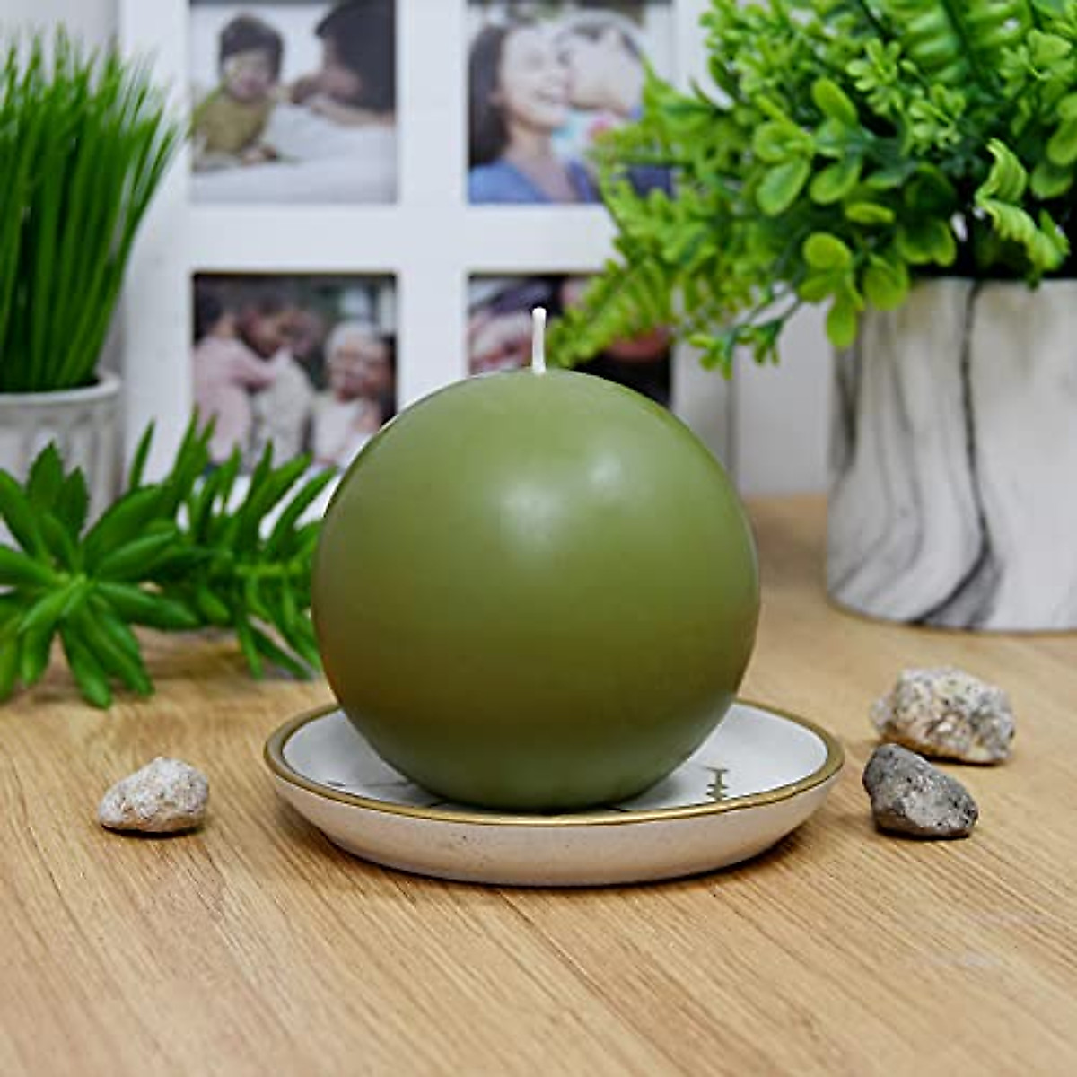Zest Candle 2-Piece Ball Candles, 4-Inch, Sage Green