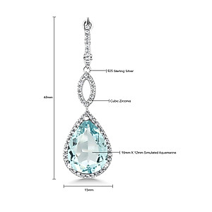 Gem Stone King 925 Sterling Silver Long Drop Dangle Elegant Wedding Bridal Chandelier Teardrop Earrings for Women | 2 Inch | Pear Shape 16X12MM | 20.00 Cttw