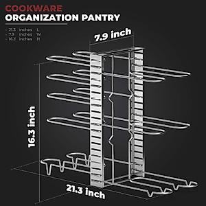 Vdomus Pot Rack Organizer with 3 DIY Methods, Black Metal Kitchen 8+ Pots Holder, Height and Position are Adjustable Cabinet Pantry Pot Lid Holder (Upgraded)