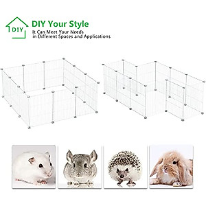 GIMTRR Pet Playpen, White Puppy Fence Portable Small Animals Cage, DIY Wire Dog Playpen Metal Yard Fence for Guinea Pig, Rabbit, Hamster, Kitten, Turtle, Hedgehog, Indoor Outdoor