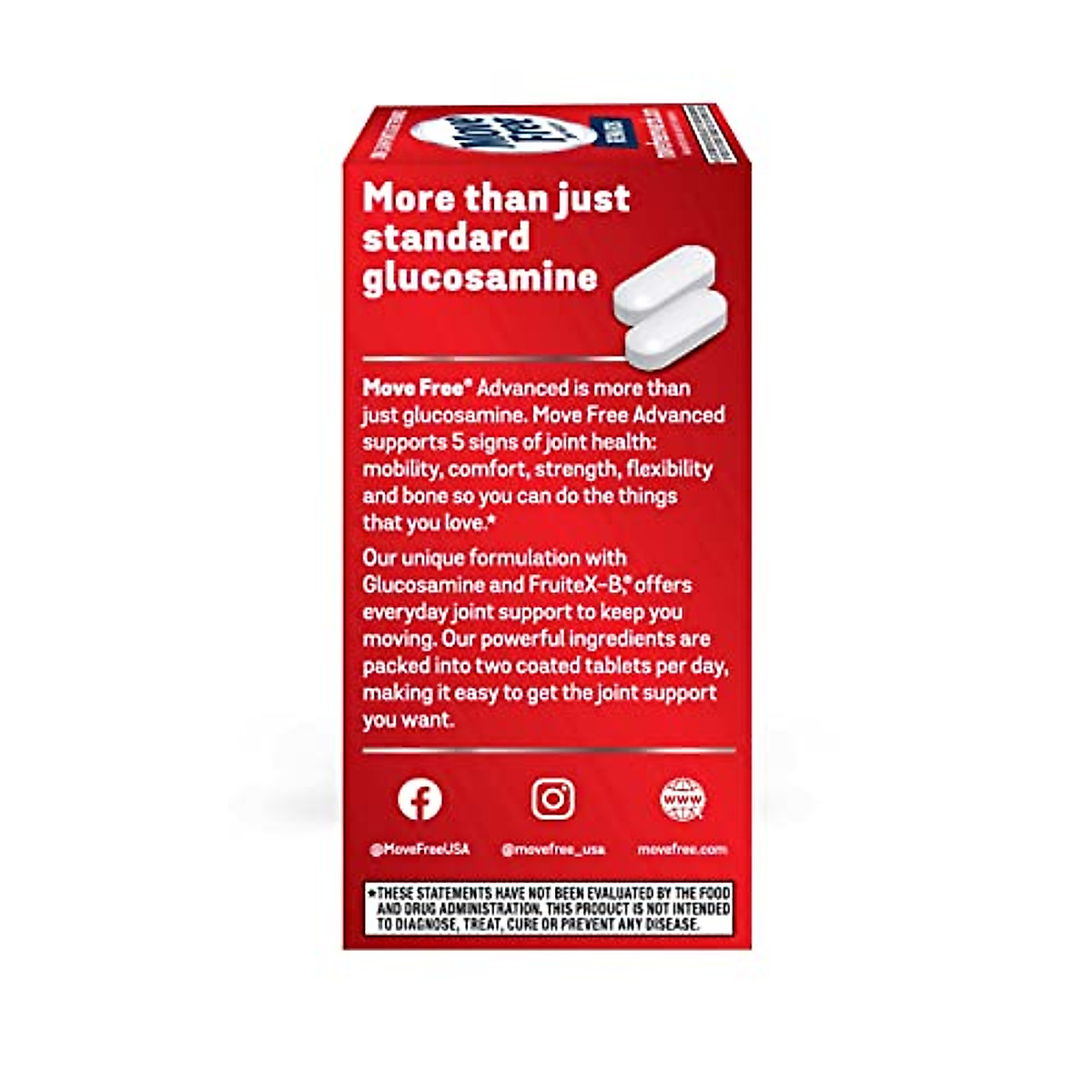 Glucosamine Chondroitin MSM & Vitamin D3 Joint Health Supplement, Move Free Advanced Joint Support Tablets For Men & Women (80cnt box), With Vitamin D3 To Support Bone & Immune Health