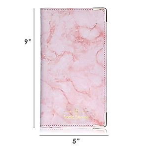 Sonic Server 5x9 11-Pocket Server Book Organizer with Double Magnetic Pockets and Zipper Pocket for Waitress Waiter Waitstaff | Marble Pink