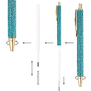 Xccj 7 Pcs Diamond Bling Pens for Women Pretty Cute Pens Rhinestone Colorful Ballpoint Pens Metal Retractable Writing Pens Black Ink 1.0 mm Sparkly Crystal Pens for Women Girls Office