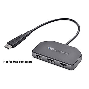 Cable Matters 101065, Mini DisplayPort/DisplayPort Splitter (2 DP + 1 HDMI), DP MST Hub with 2X DisplayPort and 1x HDMI for Windows, NOT Compatible with macOS
