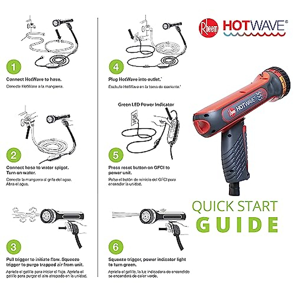 Rheem HotWave Multipurpose Heated Hose Nozzle Sprayer, Red