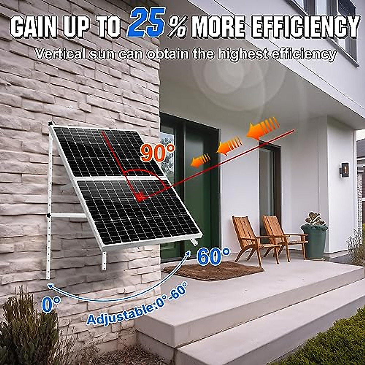 ECO-WORTHY 41in Solar Panel Mount Brackets, with Foldable Tilt Legs, Adjustable Mounting Brackets Kits for RV, Roof, Boat, and Off-Grid