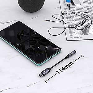 Stouchi USB C to 3.5mm Dongle Adapter, USB C to 3.5mm Headphone Jack Hi-Fi DAC Compatible with Pixel 7/6a/6/5, iPad Mini 6, Samsung Galaxy S22/S21/S20 Plus Ultra, Note 20/10- Grey