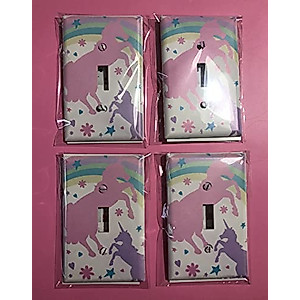 Girls Light Switch Cover Plate Kids Decorative Nursery Teen Toddler Room Decor Bedroom Bathroom Playroom (Pastel Unicorn)