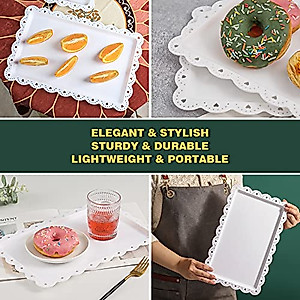 Serving Tray Food Tray for Fast Food | Snack | Fruit | Dessert - Plastic Trays Serving Platter for Kitchen | Cafeteria | Restaurant | Party | 14 x 9 Inches （4 pack)