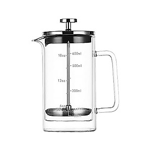 Upspirit French Press Coffee Maker, Coffee Presses Glass Double Wall Insulated Hot Cold Brew Coffee Tea Maker, 4 Cup Espresso Pot With 3 Filters, 20 oz/600ml